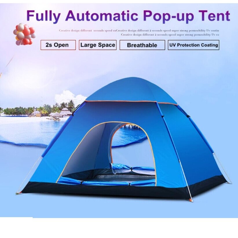 Cort de camping automat, protectie UV, rezistent la vant, pentru 1-2 ...