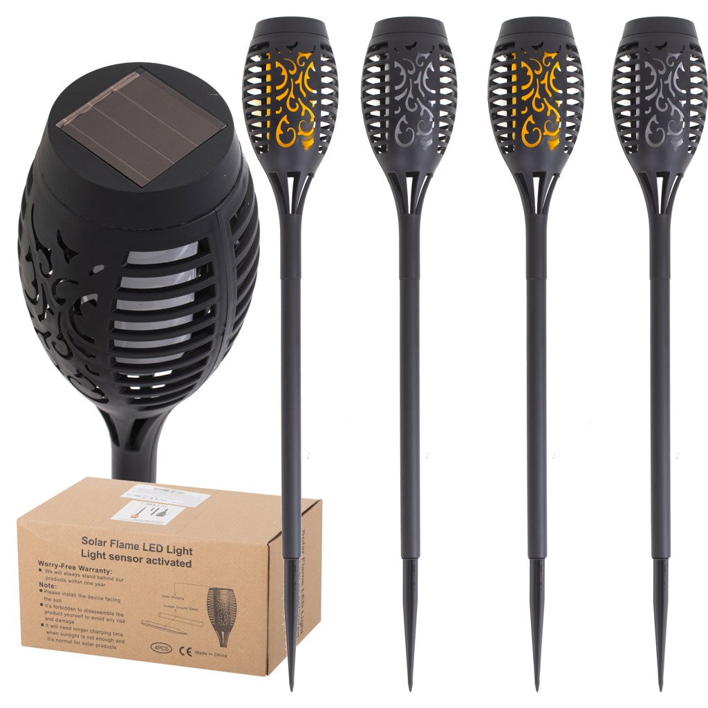 Set 4 lampi solare de gradina tip "Torta" cu 12 LED-uri - eMAG.ro
