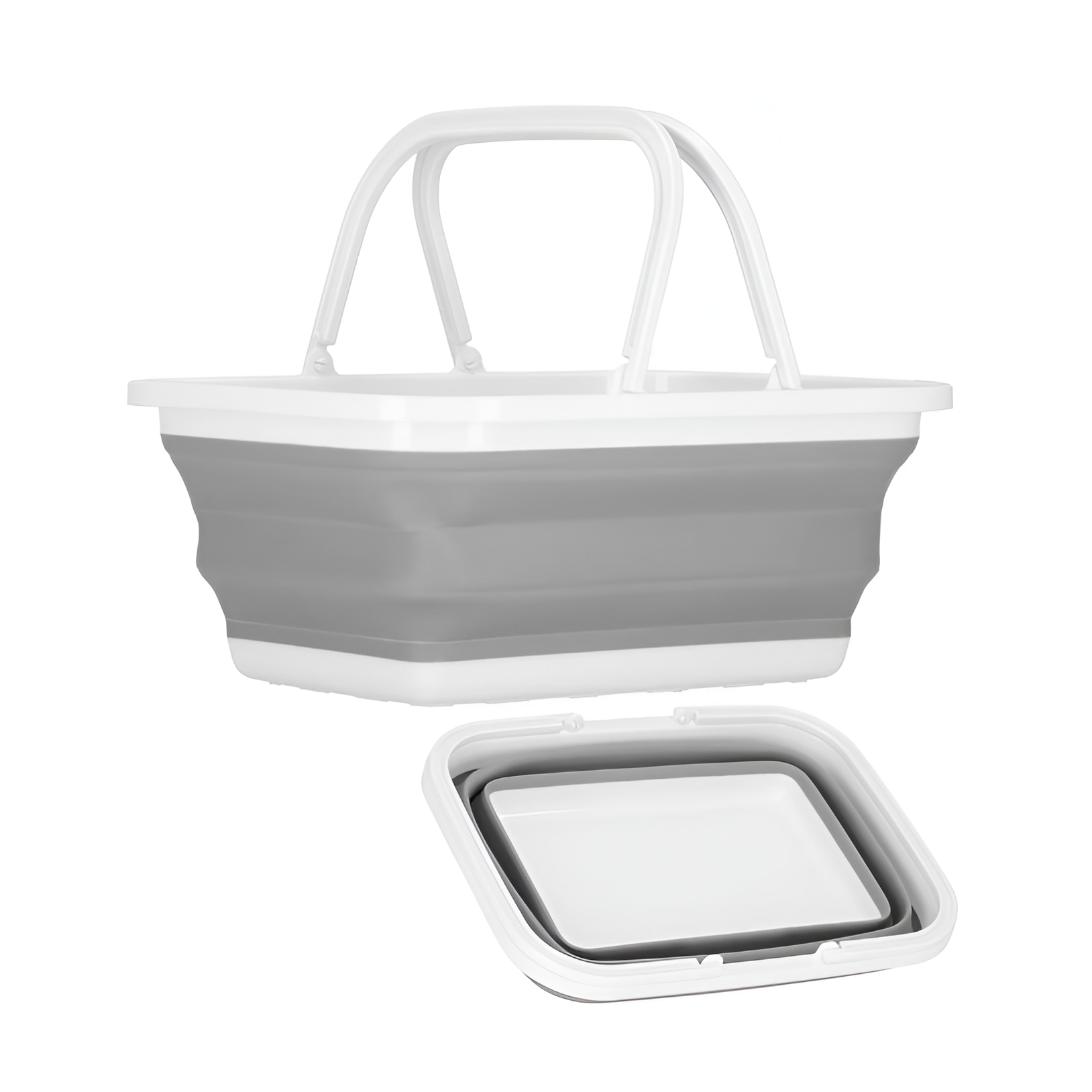 Cos Multifunctional Pliabil, din Plastic/Silicon, Alb/Gri, 44x32x19cm ...