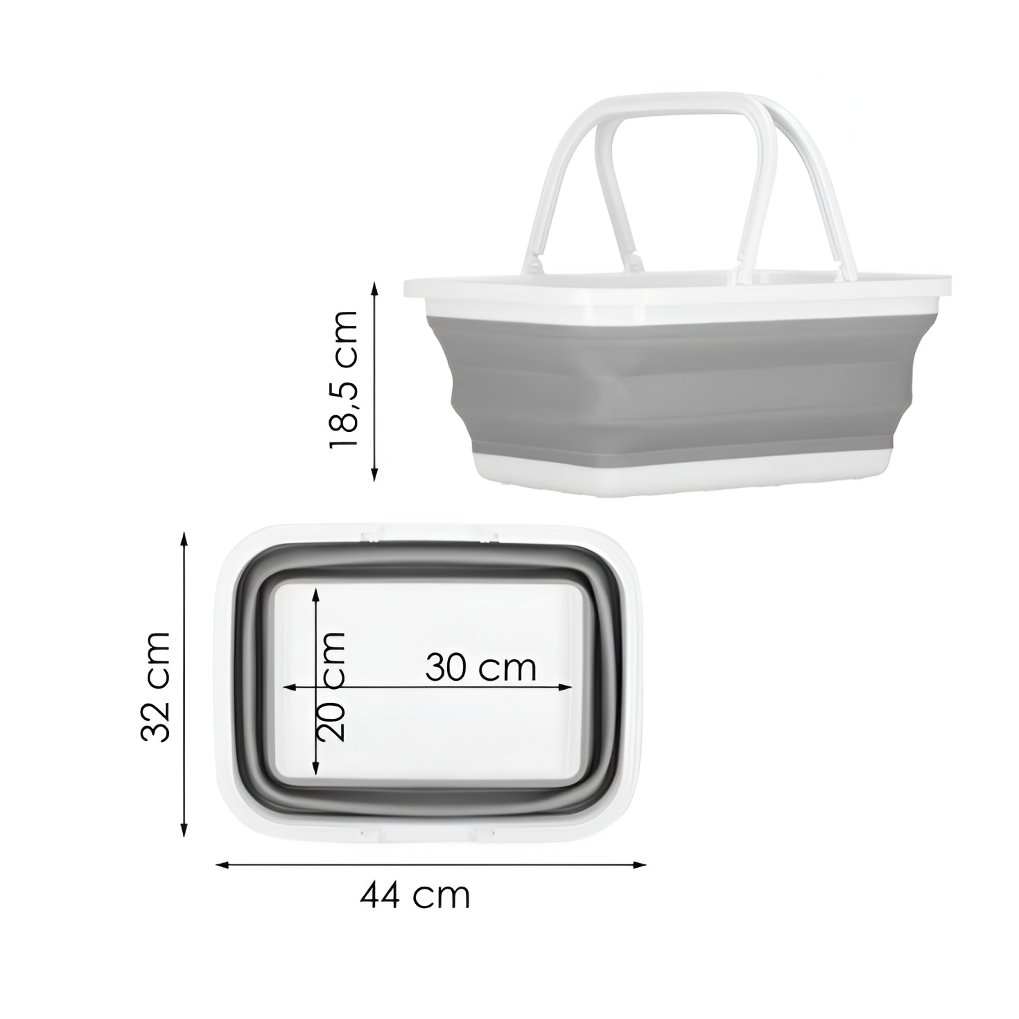 Cos Multifunctional Pliabil, din Plastic/Silicon, Alb/Gri, 44x32x19cm ...