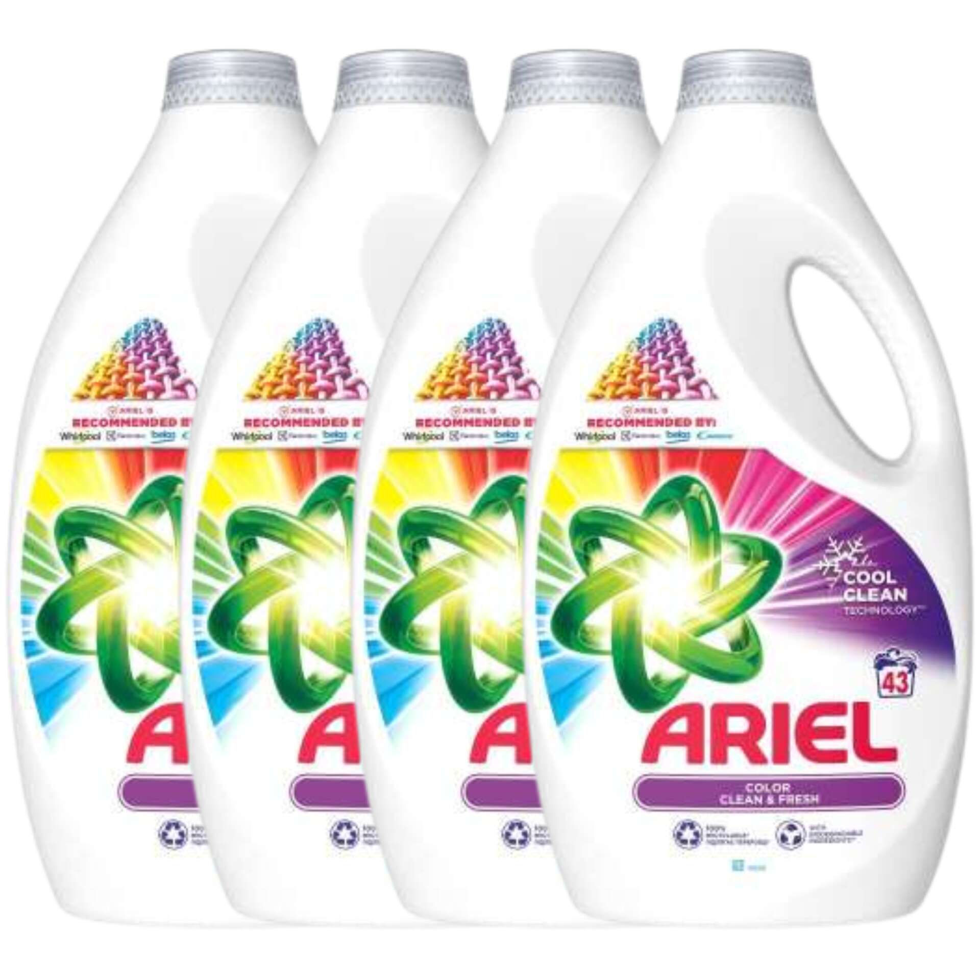 Set 4x Detergent lichid, Ariel, Color Clean & Fresh, 15L, 172 spalari ...