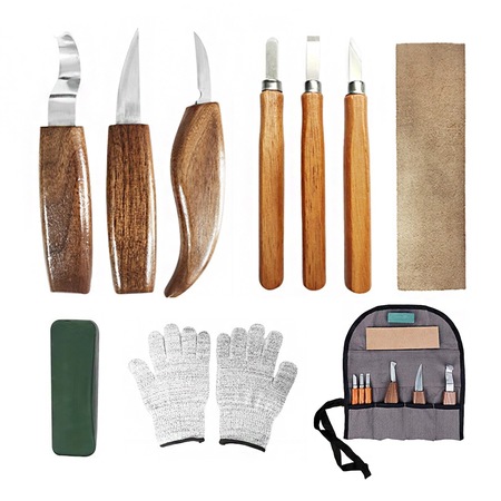 Set de Scule pentru Sculptat in Lemn Autocise, 10 Piese, Otel Crom ...