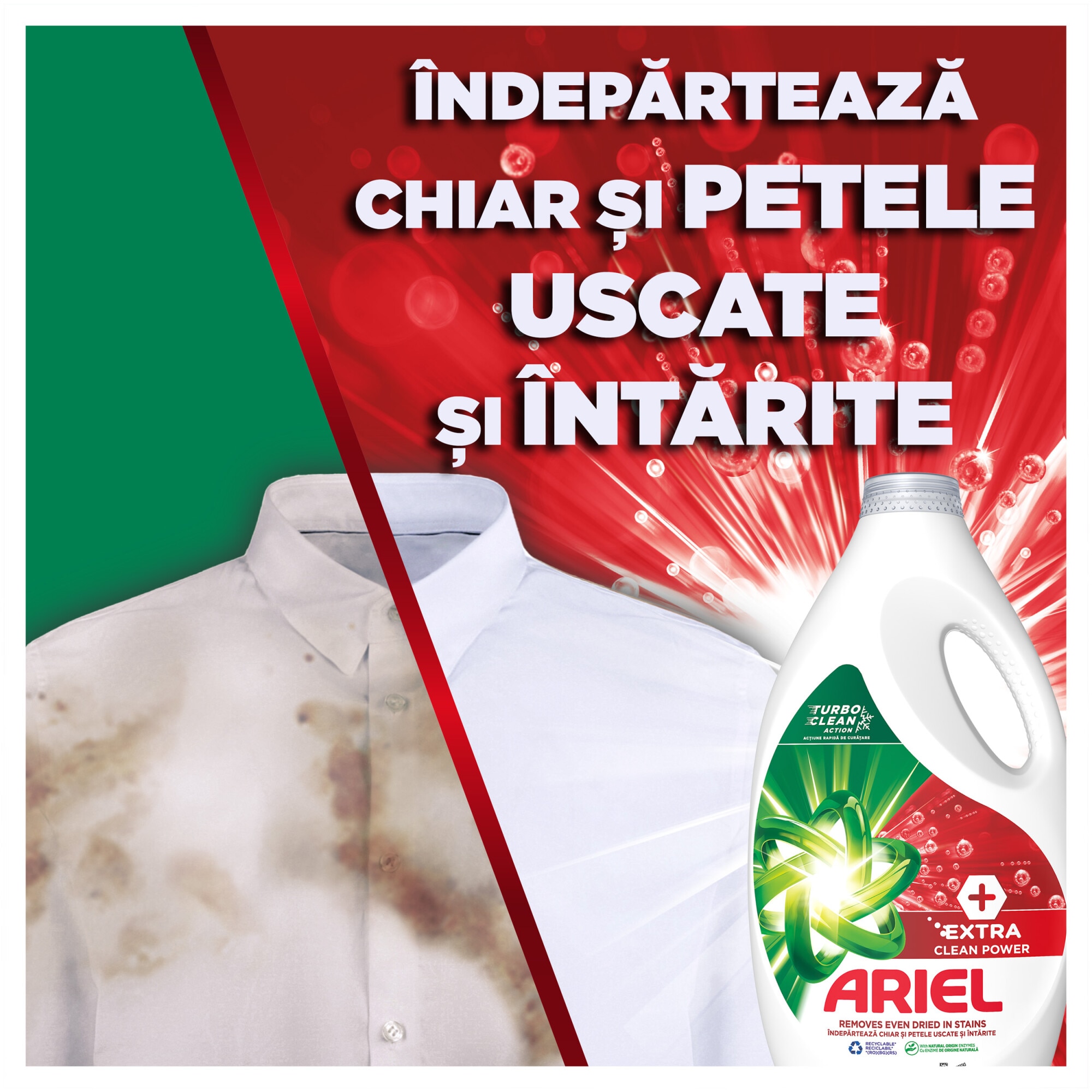 Detergent de rufe Lichid Ariel +Extra Clean Power, 52 spalari, 2.6 L - eMAG.ro