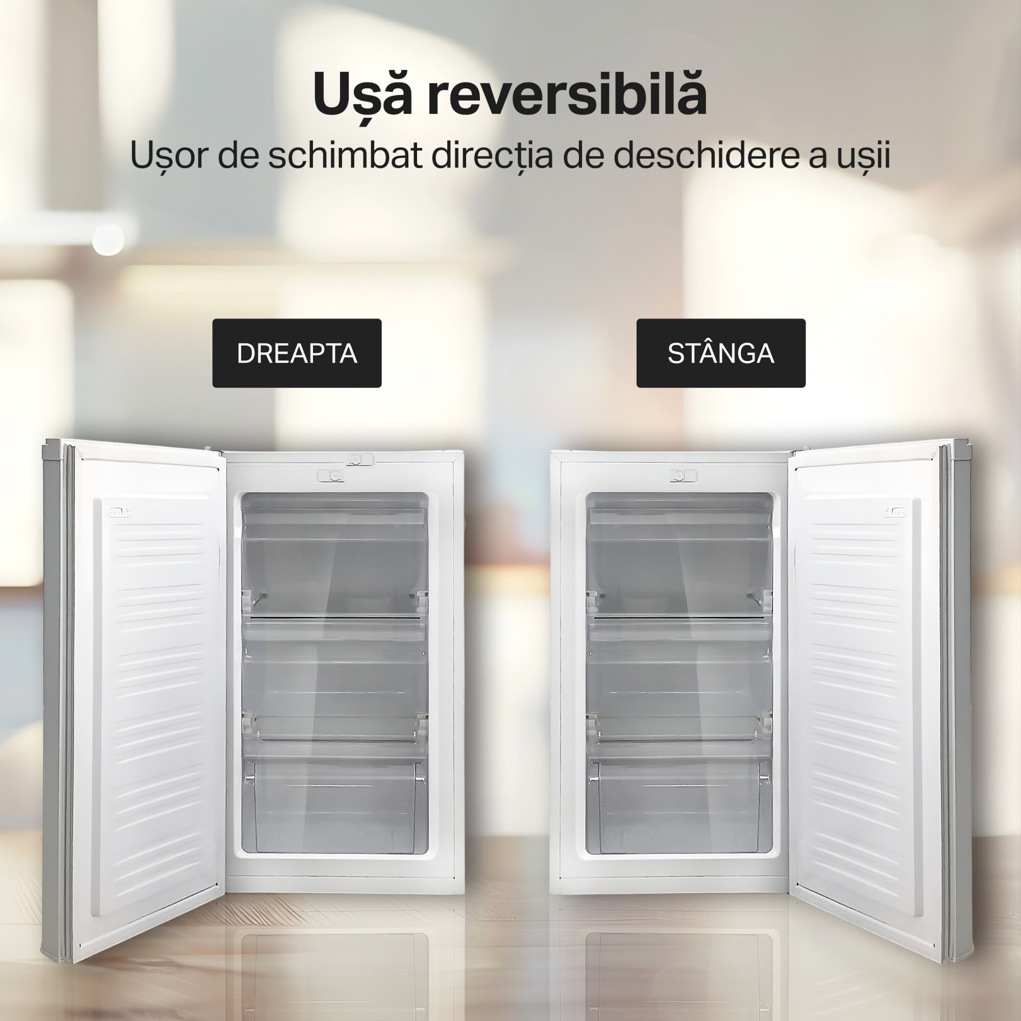 Congelator STARCREST SUF-63WH, Clasa E, Capacitate 63 L, 3 sertare, H ...