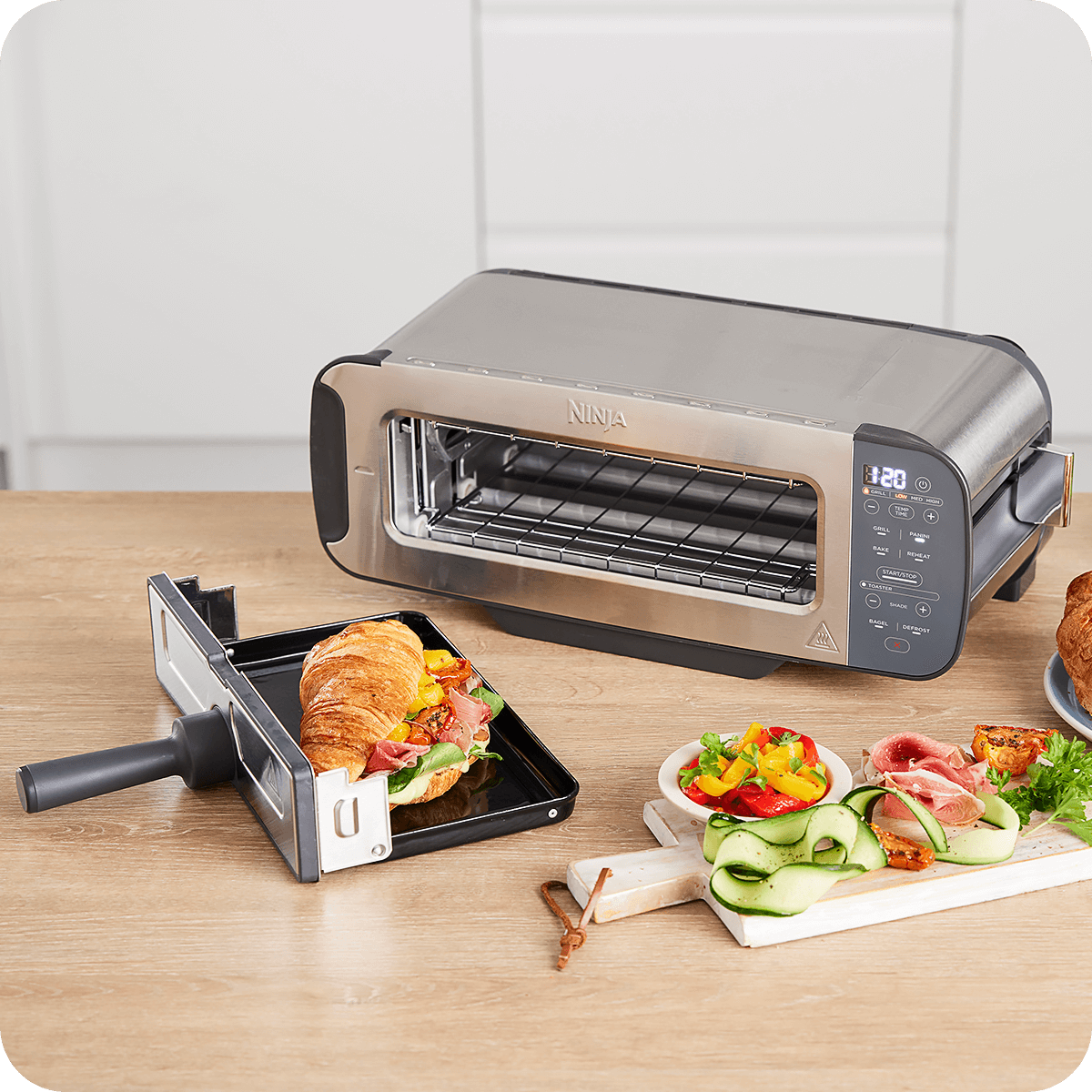 Gratar multifunctional Ninja Foodi 3in1 ST202, 2400W, 7 functii, design ...
