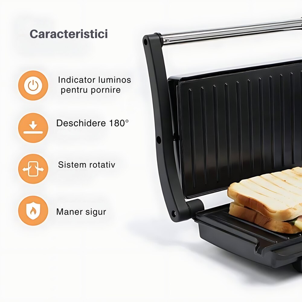 Sandwich-Maker Panini si Grill JOZY®, 1000W, Placi cu Invelis Anti ...