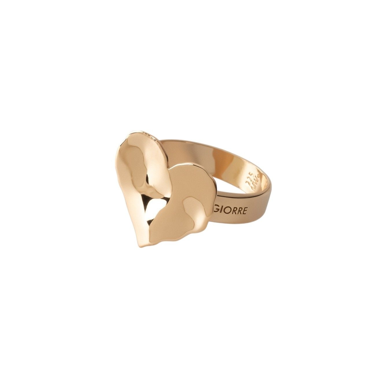 Inel inima, din argint 925 placat cu aur de 18K, cu design original din ...