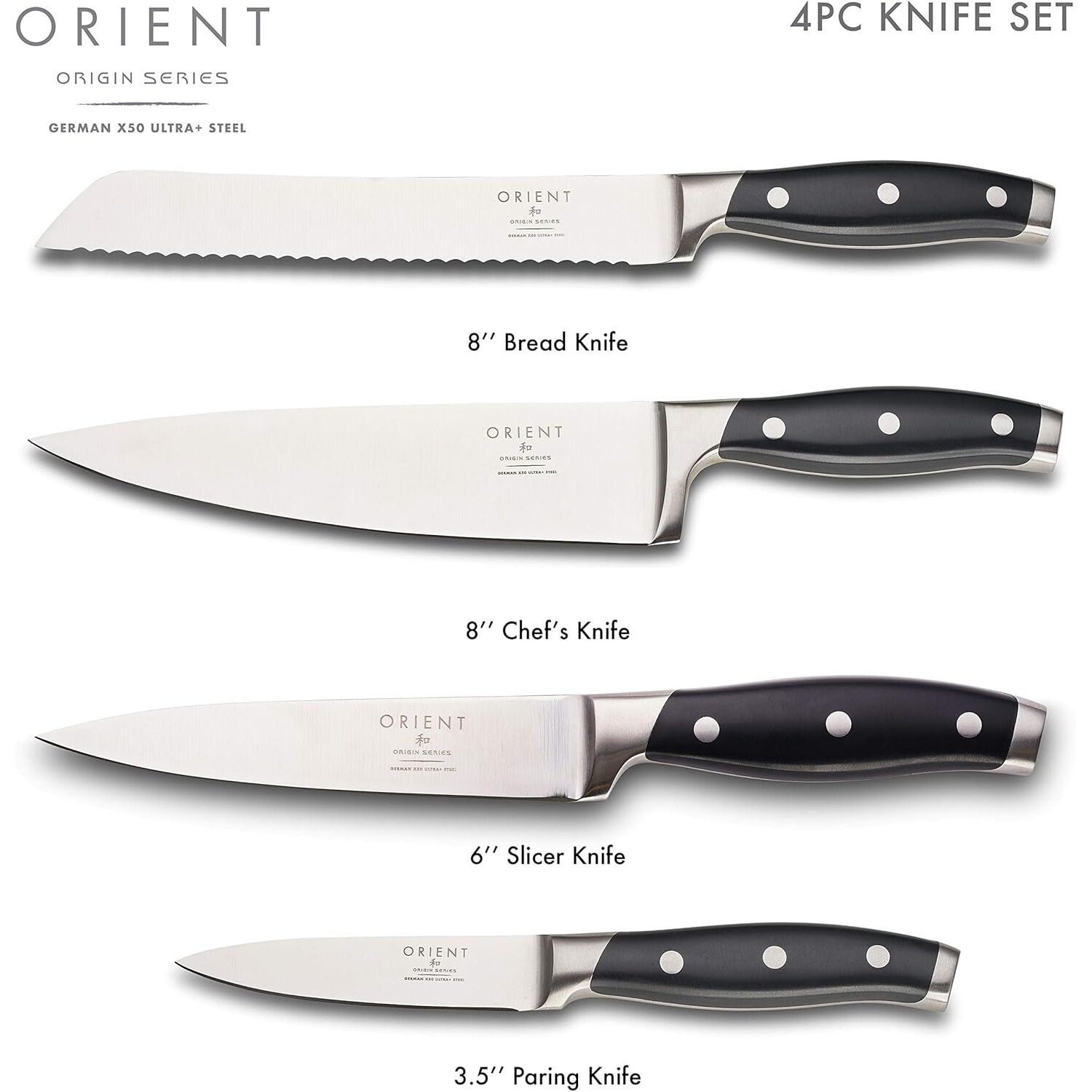 Set cutite de bucatarie Orient, Origin Series, 4 piese, din otel ...