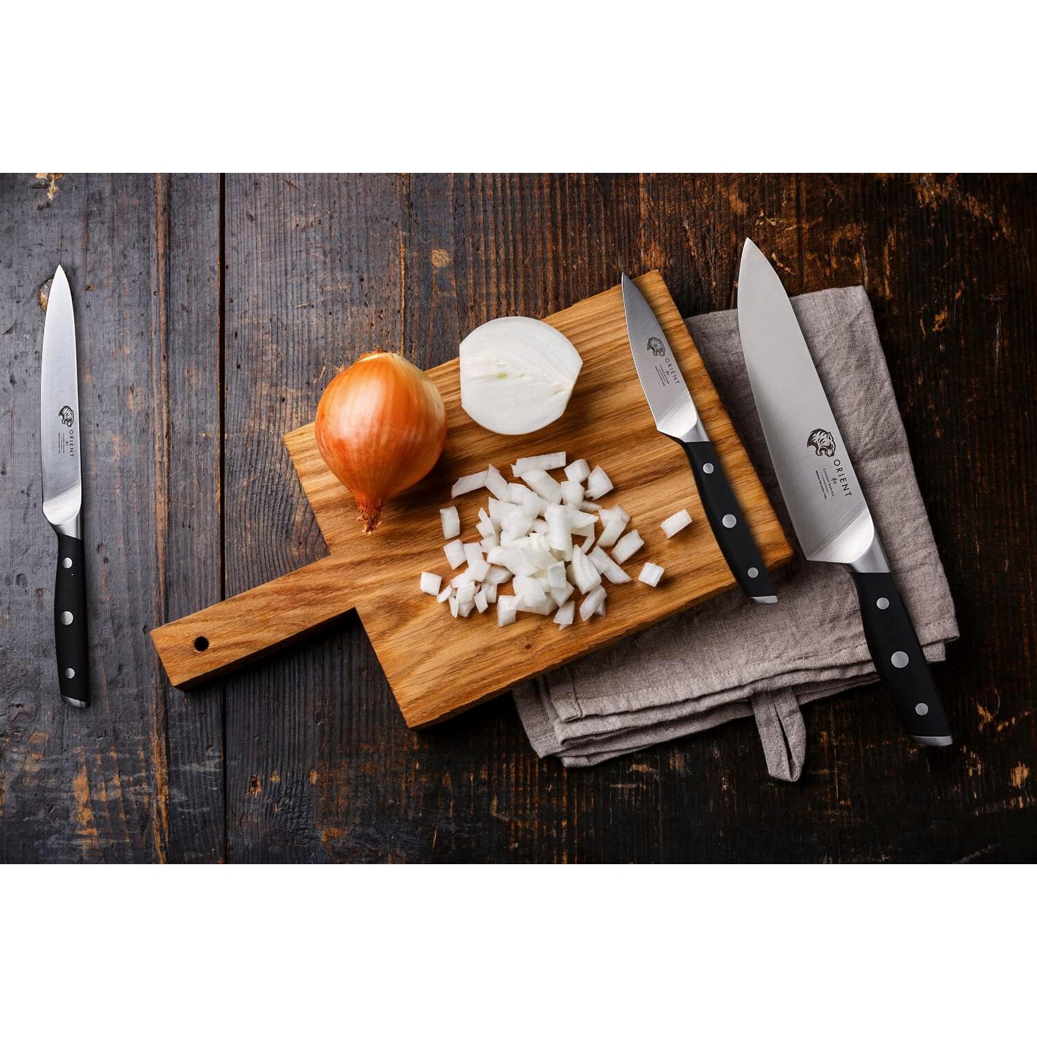 Set cutite de bucatarie Orient, Carbon Series, 3 piese, din otel ...