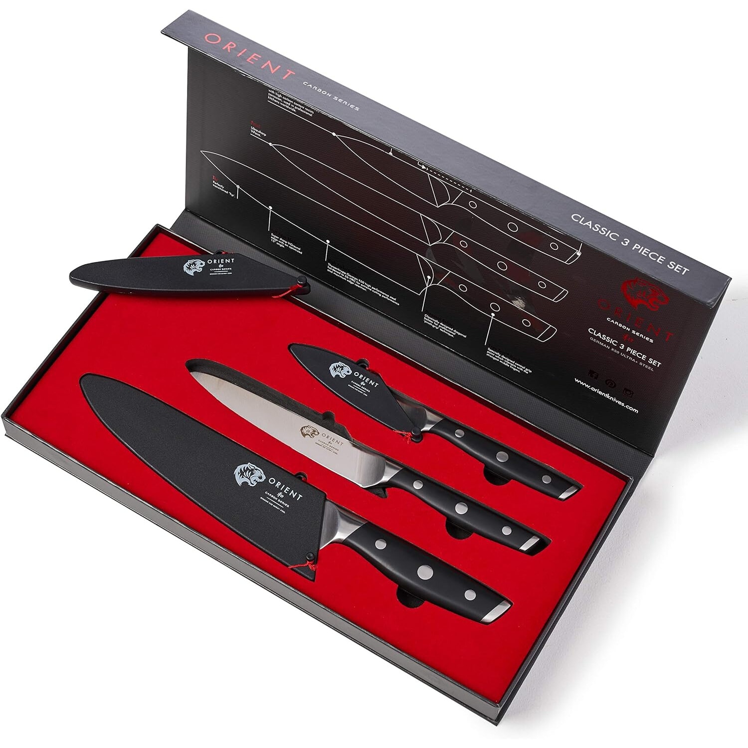 Set cutite de bucatarie Orient, Carbon Series, 3 piese, din otel ...