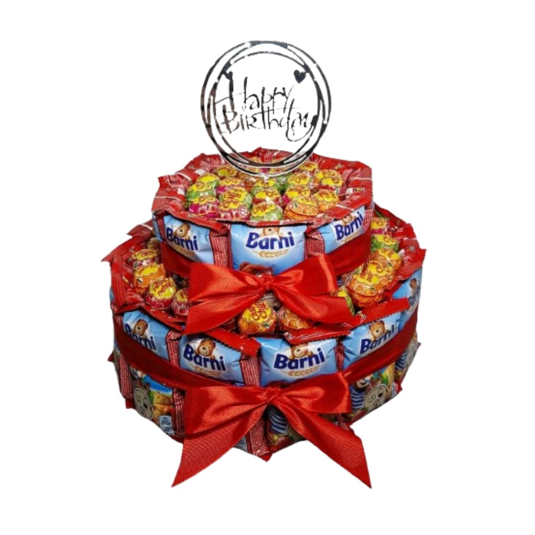 Tort pentru copii cu prajitura cu visine si acadele, 72 de produse ...