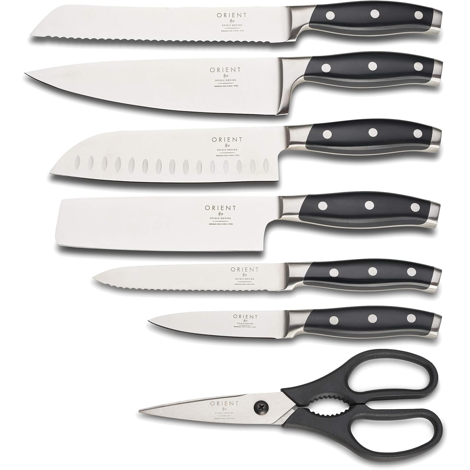 Set de cutite pentru bucatarie, Orient, Origin Series, 8 piese, cu ...