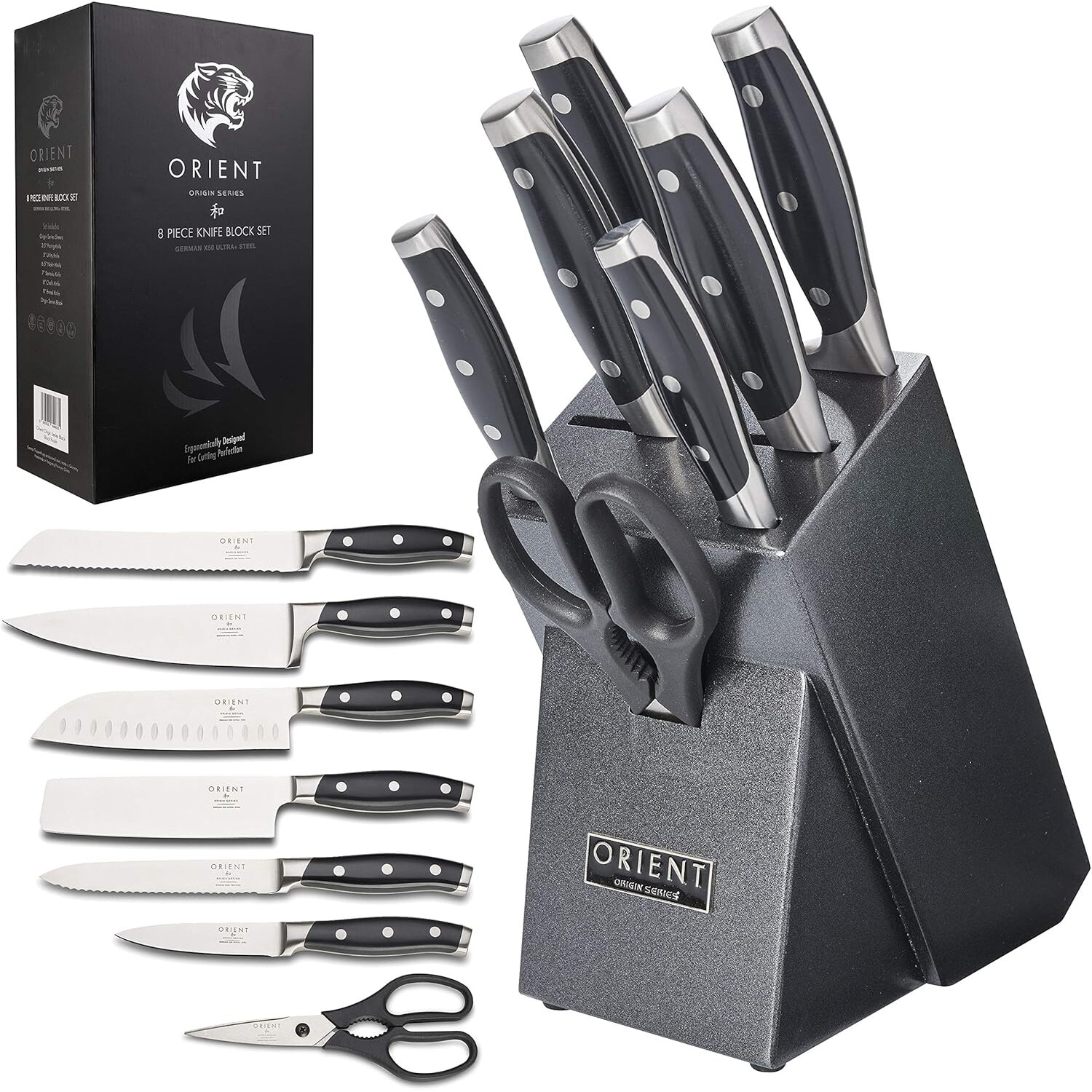 Set de cutite pentru bucatarie, Orient, Origin Series, 8 piese, cu ...
