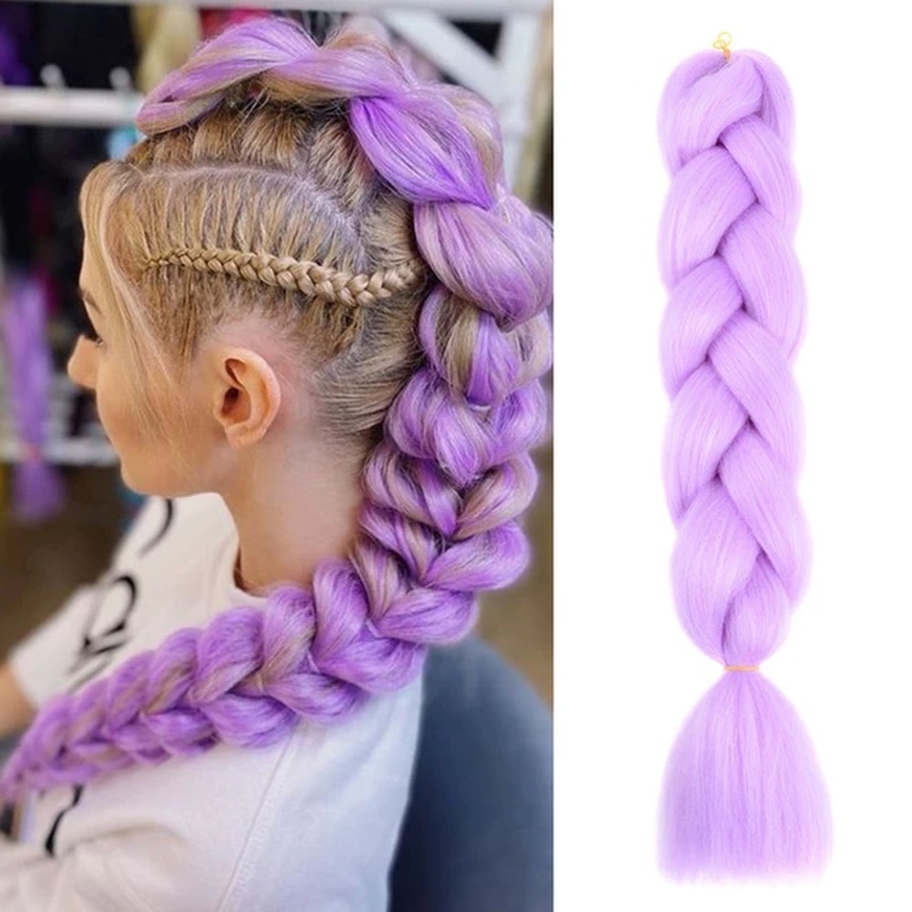 Extensie colorata de par o culoare pentru impletituri coada 486 - Mov ...