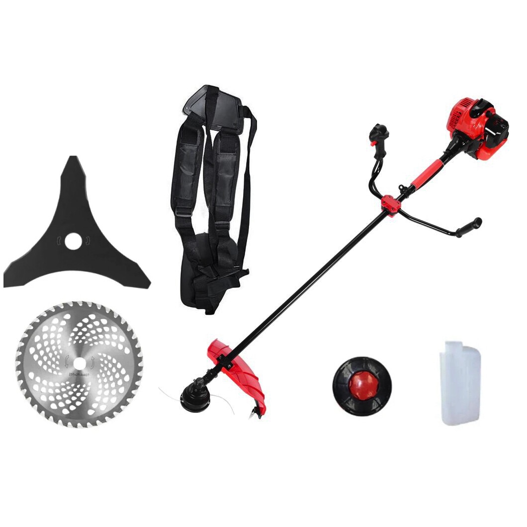 Motocoasa pe benzina, 2 timpi, 6 CP, 52 CC, tambur cu fir si disc cu ...