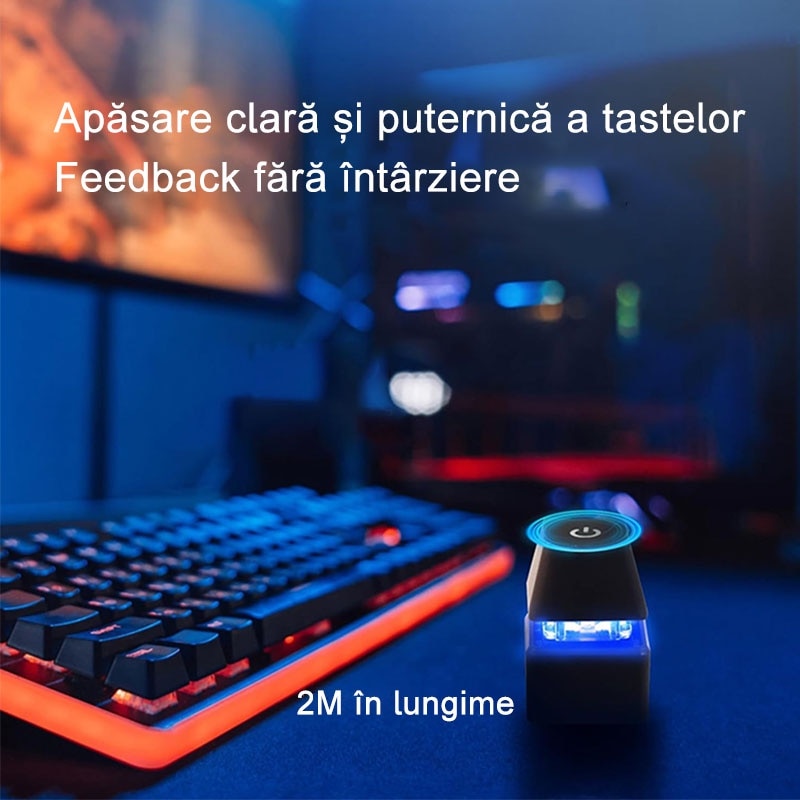 Buton mecanic On/Off pentru PC, Rqiurpn, 7 culori, LED, design portabil ...