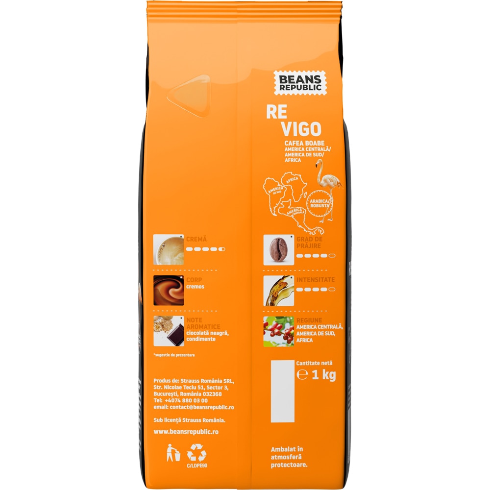 Кафе на зърна Revigo, Арабика и Робуста, Beans Republic, 1 кг - eMAG.bg