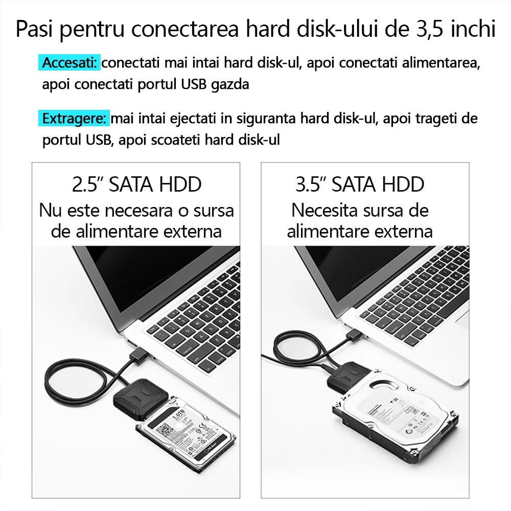 Cablu adaptor USB 3.0 SATA, Bolongking®, pentru HDD/SSD Converter 2.5/3 ...