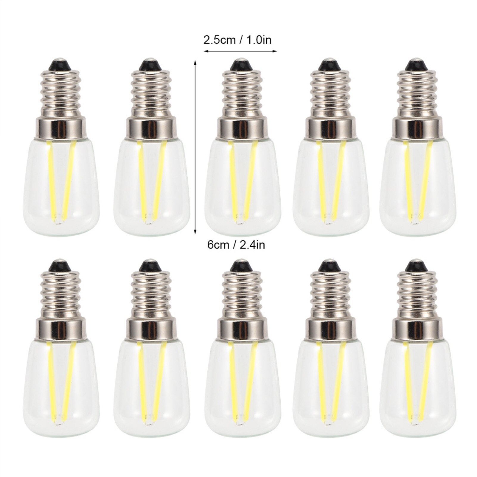 10 becuri LED E14 cu filament lung mini, de inalta luminozitate, 1,5 W ...
