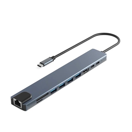 Omg USB Hub 10 az 1-ben, RJ45-100M, HDMI 4K, USB 3.0, USB 2.0, SD/TF ...