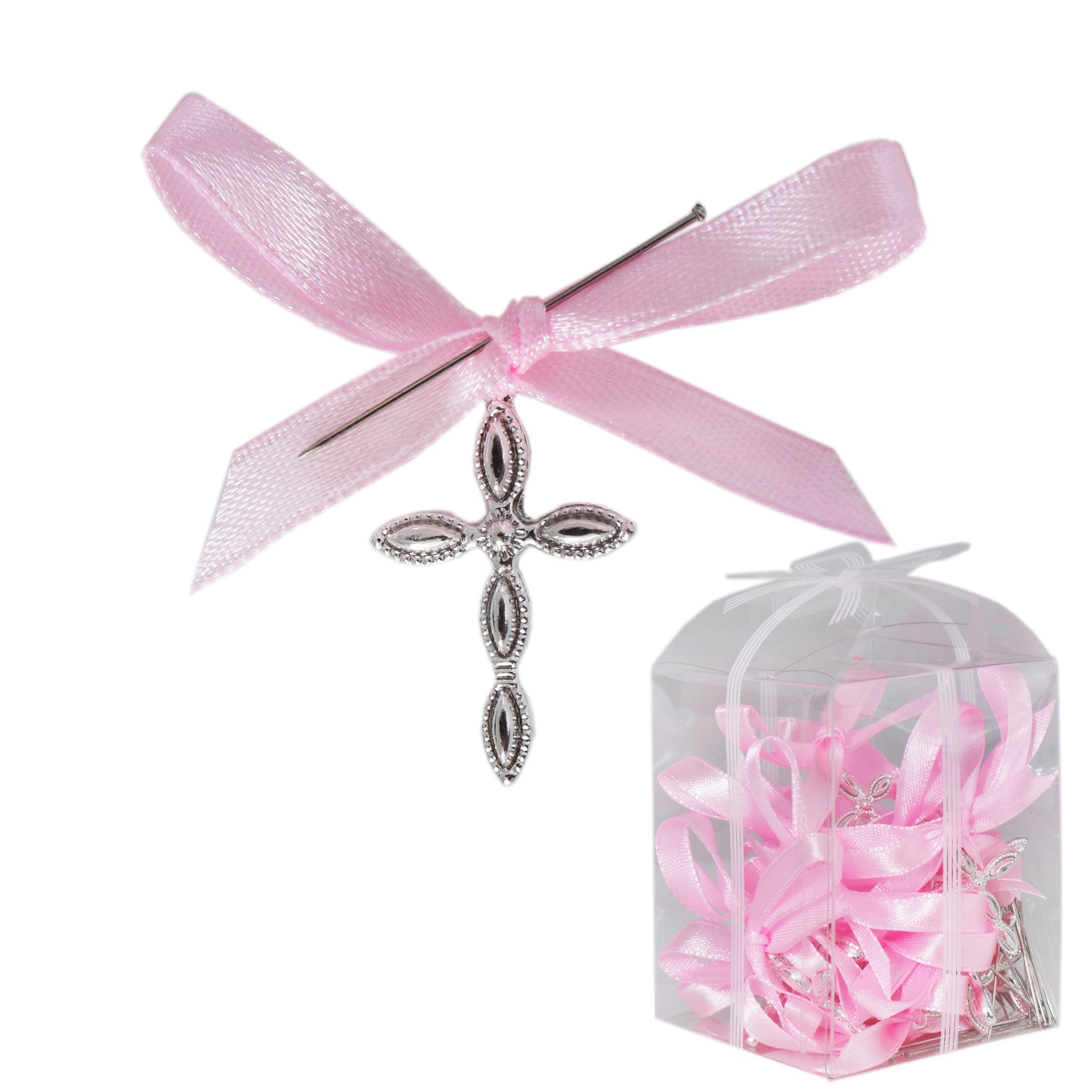 Set 20 marturii, cruciulite biserica din metal cu bolduri si cutiuta ...