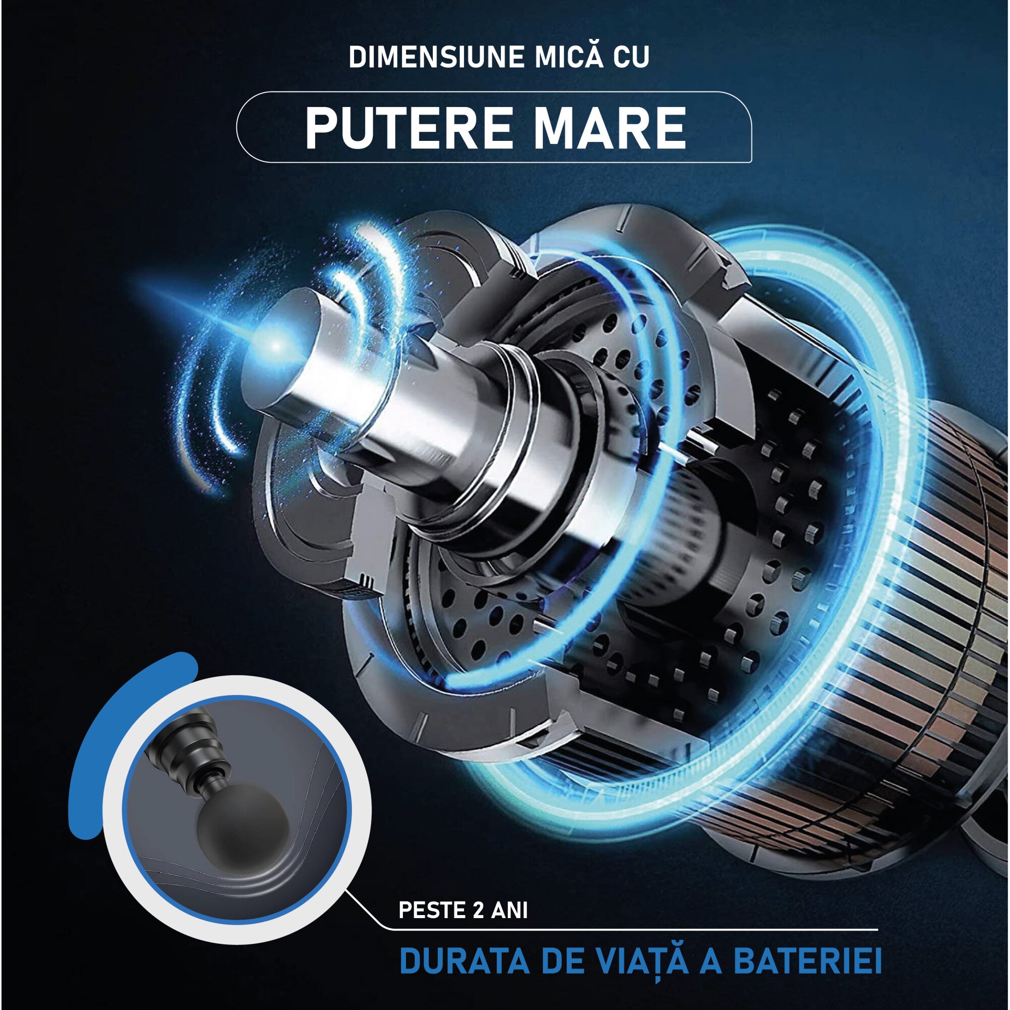 Mini Aparat Pentru Masaj Profesional Tip Pistol SeveShop, 4 Capete, 6 ...