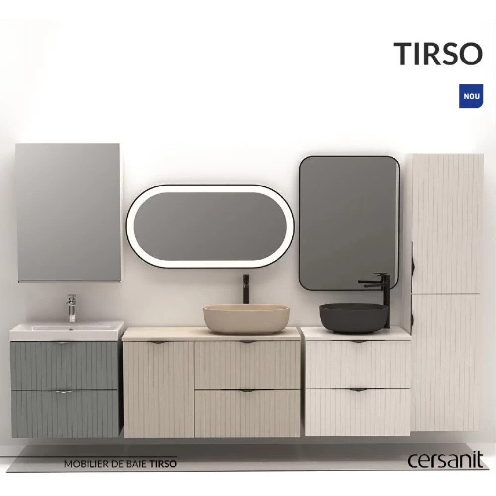 Set dulap baie cu lavoar, Cersanit Tirso, C147, 100 cm, Casmir Mat, MDF ...