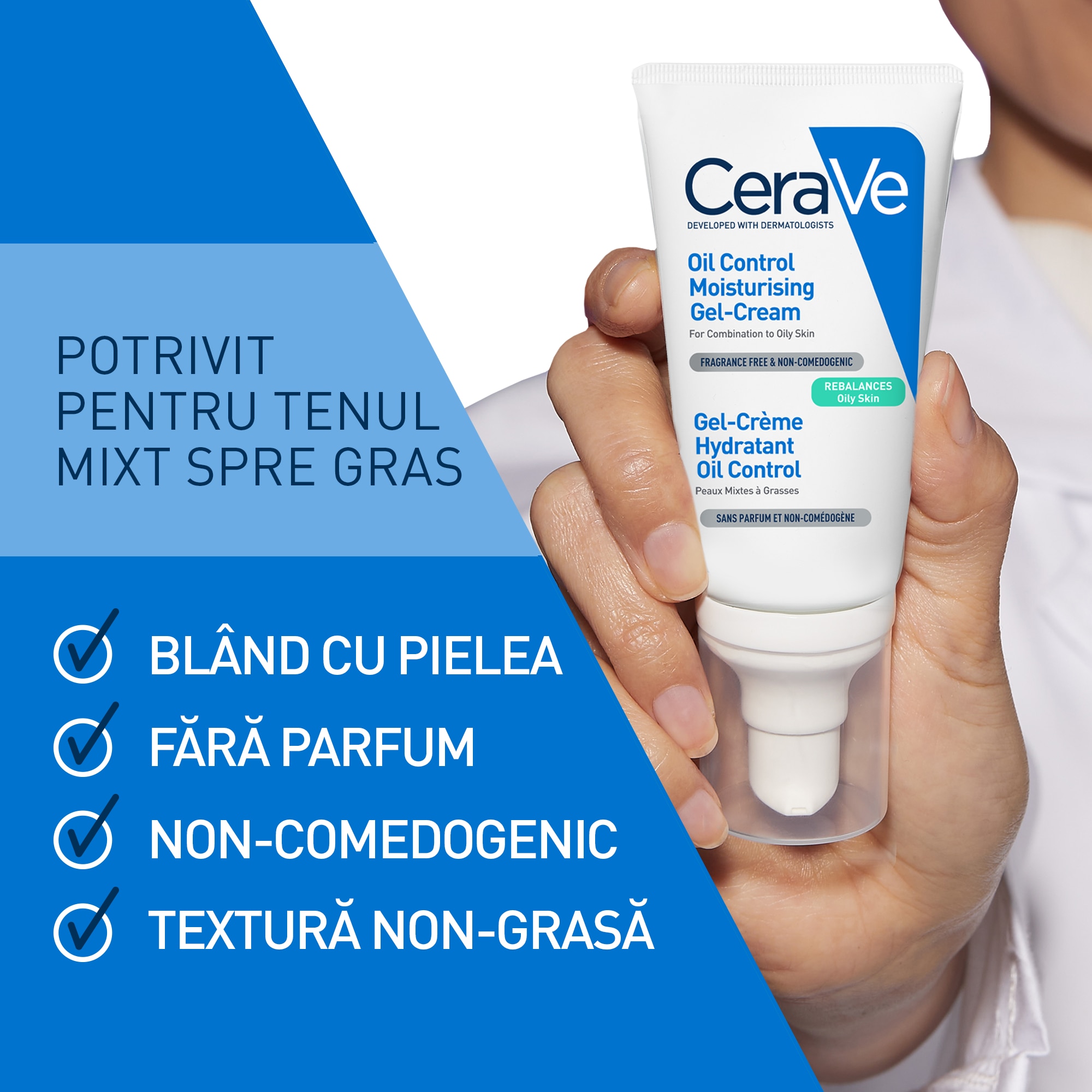 Gel-crema cu efect hidratant, Cerave Oil Control pentru ten mixt spre ...