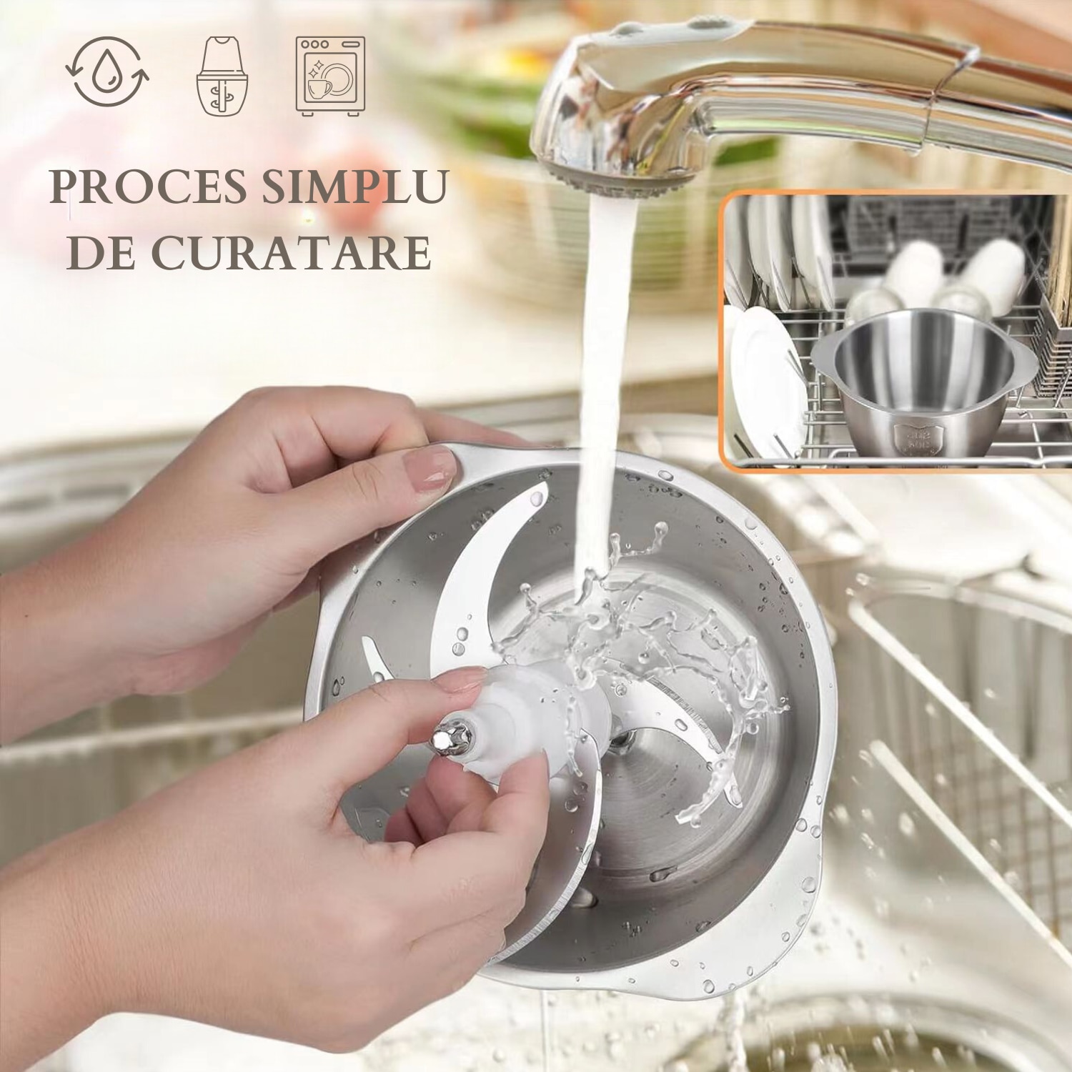 Tocator electric pentru alimente, Latkon AMJ-217A, 400W, 1.2/2L, Lame ...