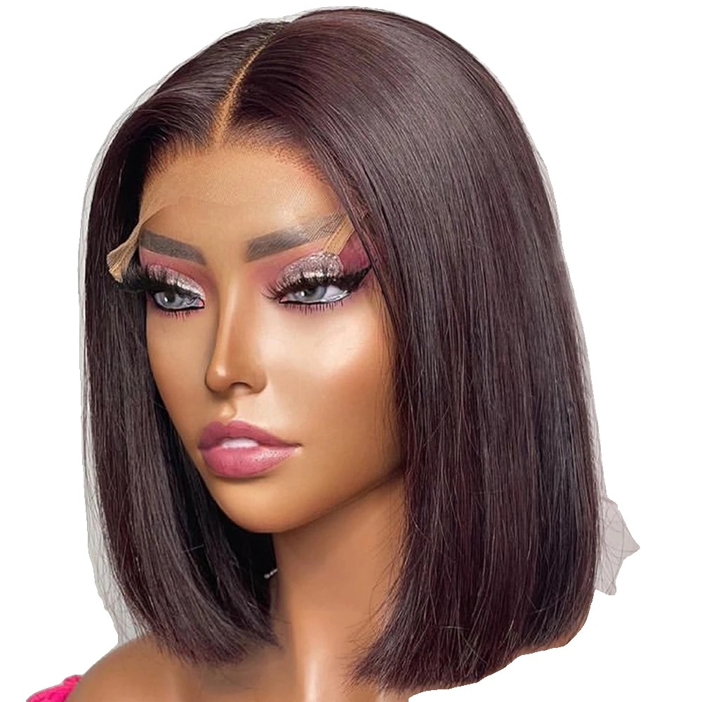 Peruca Bob Drept, Par Uman Remy Peruvian, Dantela Transparenta 5x1 ...