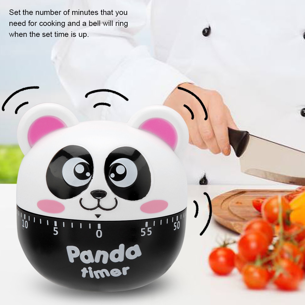 Timer mecanic pentru bucatarie, forma de panda, roz, 65x7cm, din ...