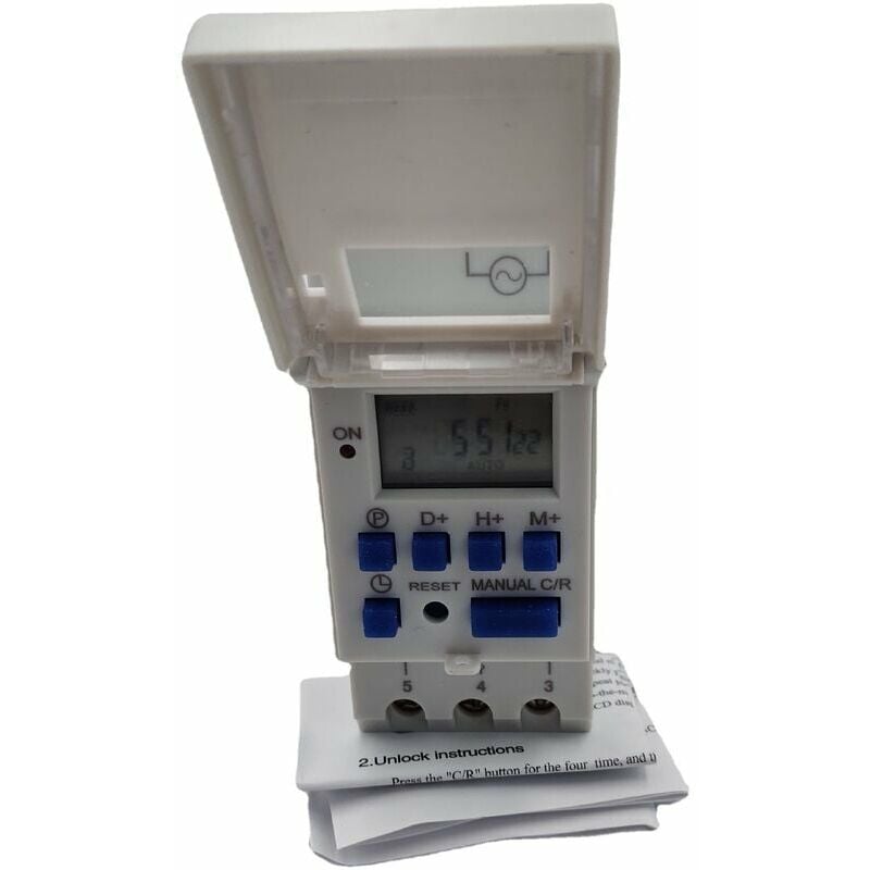 Temporizator programabil săptămânal, 16 setări, montare pe șină DIN, 0. ...