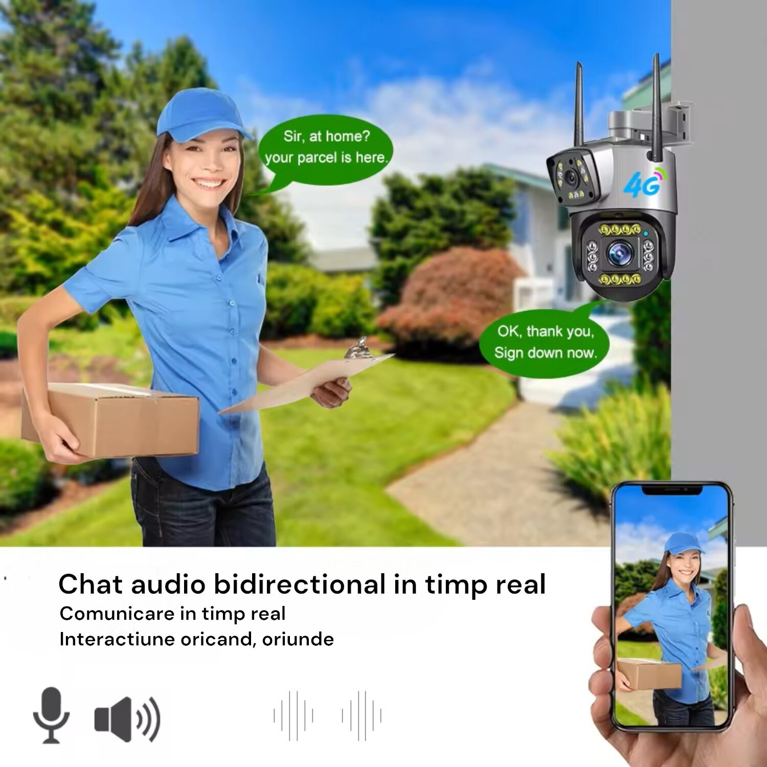 Camera Dubla De Supraveghere Video Cu Cartela SIM 4G LONDEMM, 4MP Full ...
