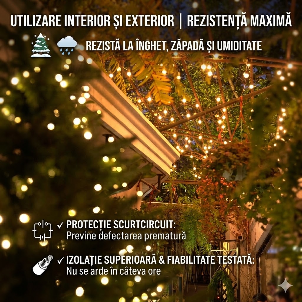 Instalatie 50m Cu 240 LED-uri Charmorah, 8 Jocuri De Lumini, Tip Rola ...