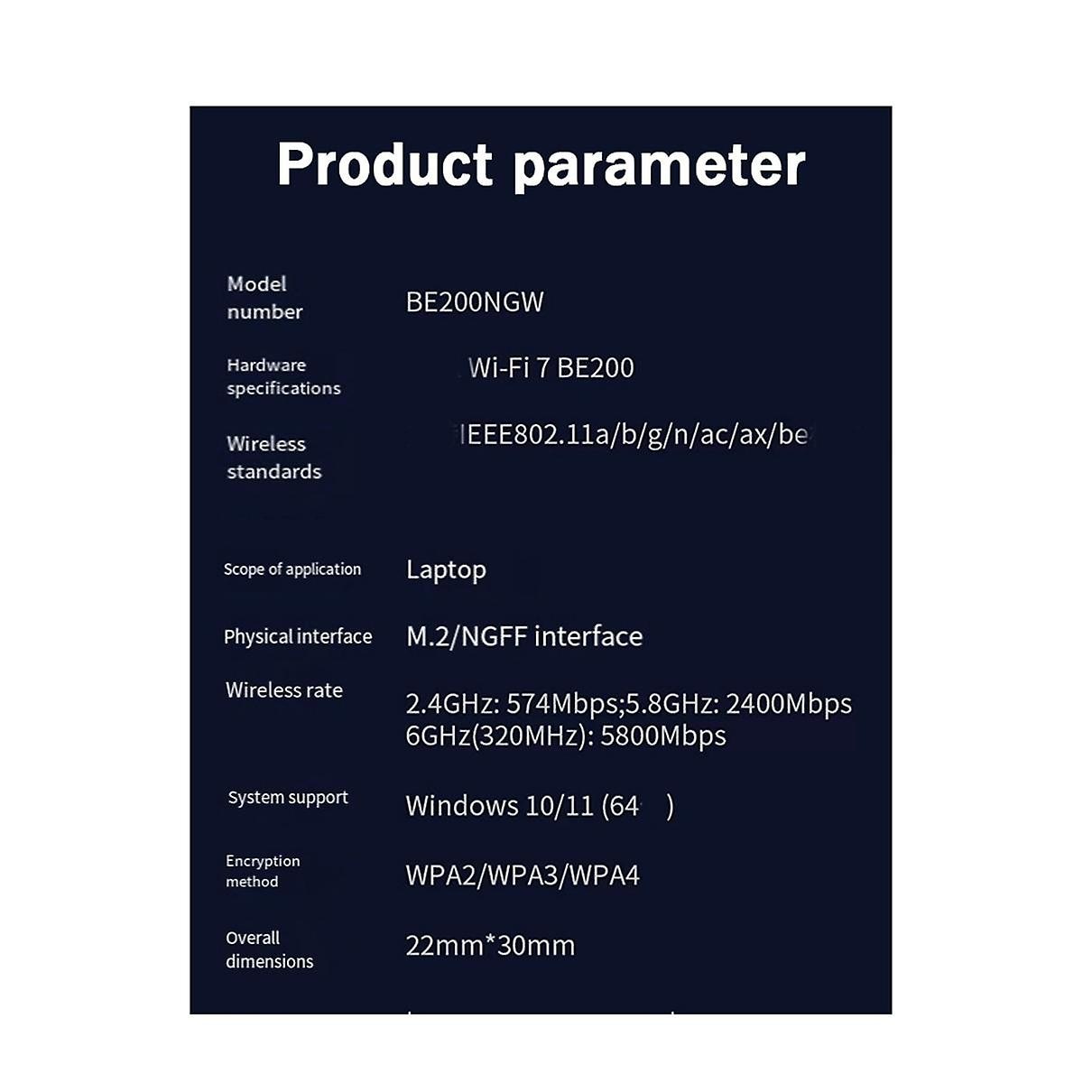 Placa de retea, Intel Wi-Fi 7 BE200, 2x2 antena, 5.8Gbps, 6GHz, M.2 2230 - eMAG.ro