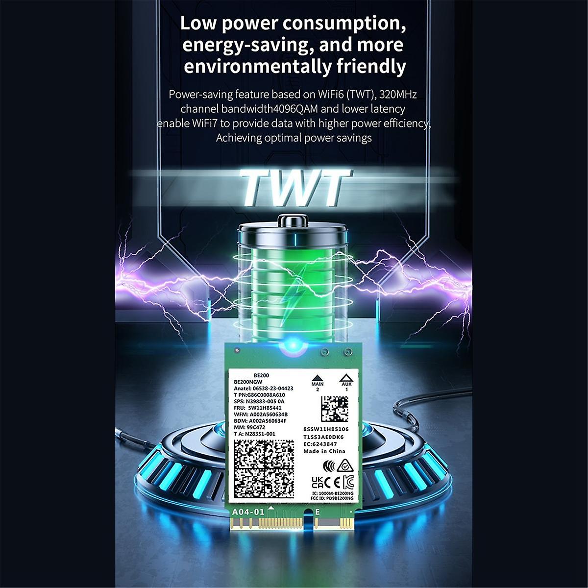 Placa de retea, Intel Wi-Fi 7 BE200, 2x2 antena, 5.8Gbps, 6GHz, M.2 2230 - eMAG.ro