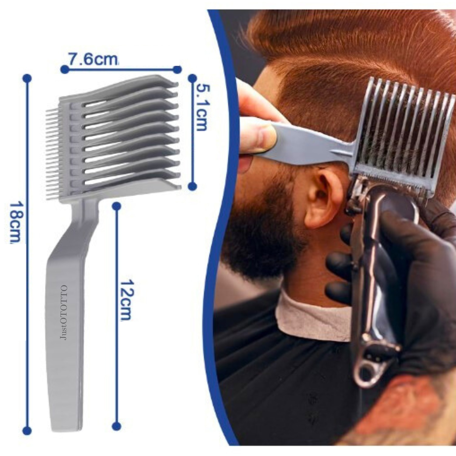 Pieptene profesional cu ghidaj pentru frizerie JustOTOTTO®, incepatori ...