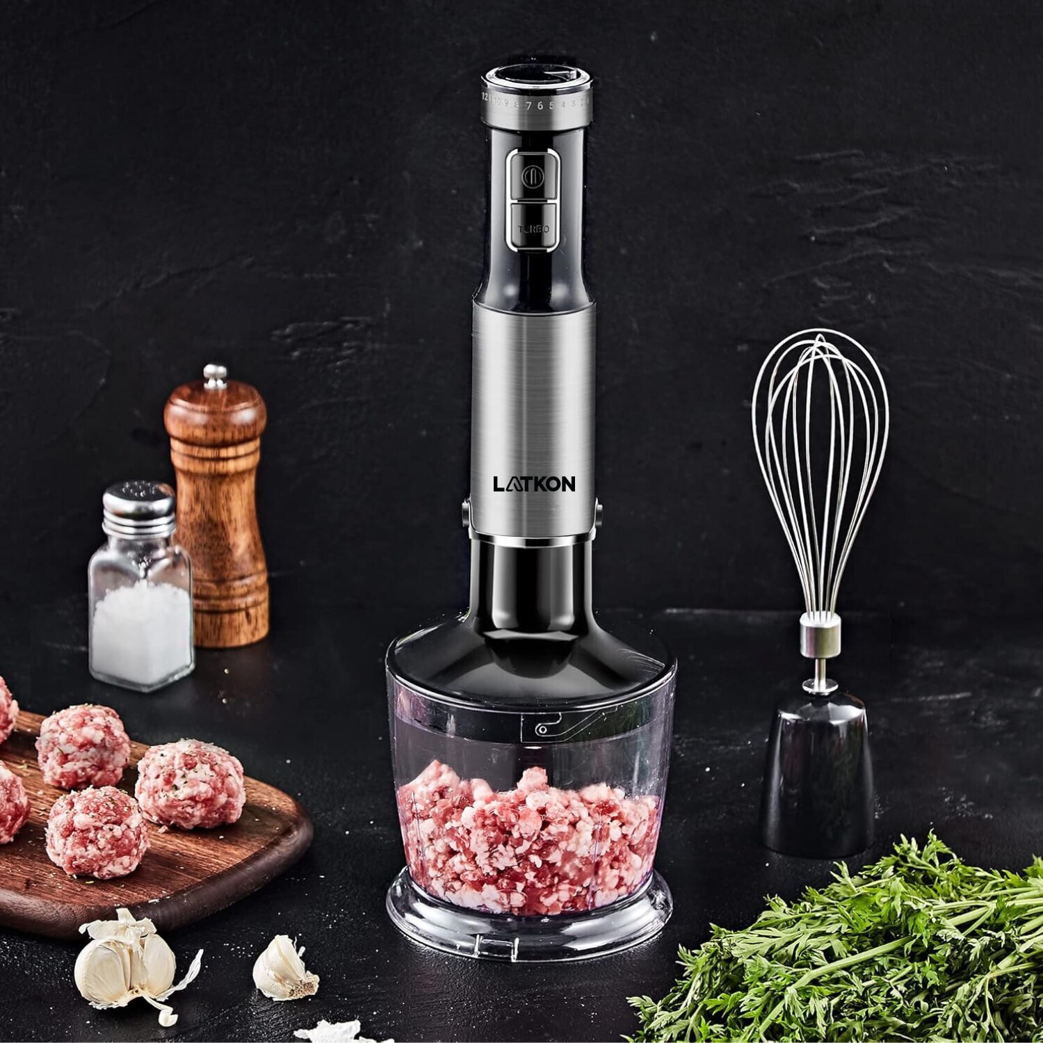 Set Blender Vertical 5 in 1 Latkon®, Multifunctional, Putere 800 W, 12 ...