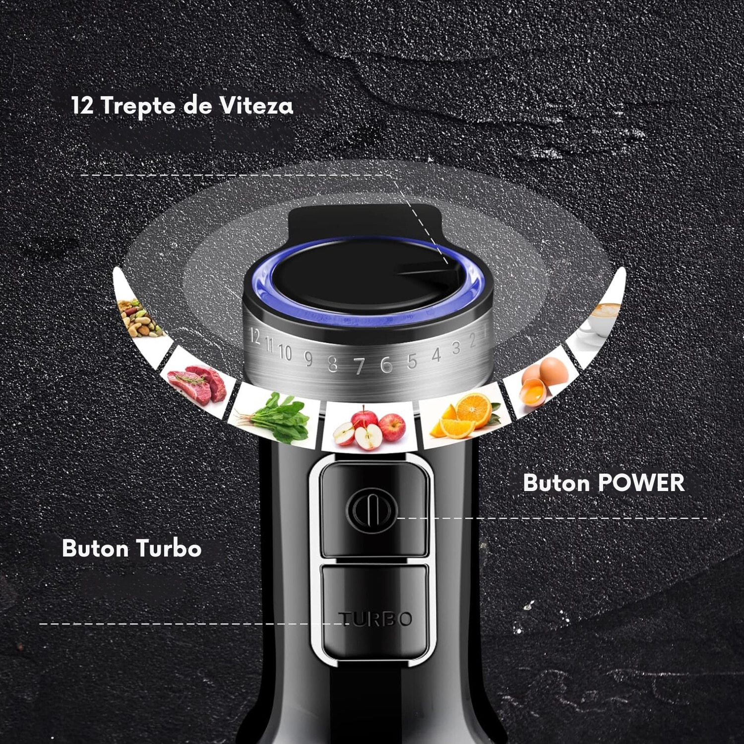 Set Blender Vertical 5 in 1 Latkon®, Multifunctional, Putere 800 W, 12 ...