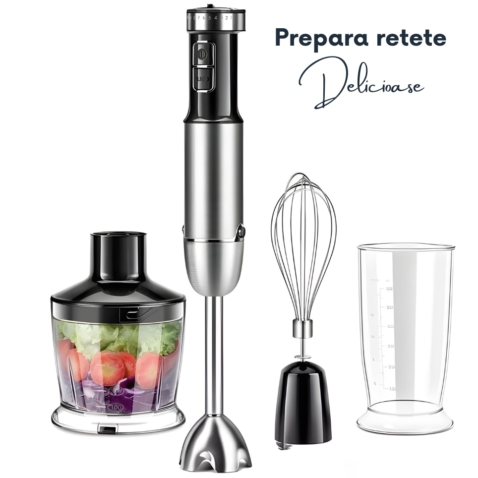 Set Blender Vertical 5 in 1 Latkon®, Multifunctional, Putere 800 W, 12 ...