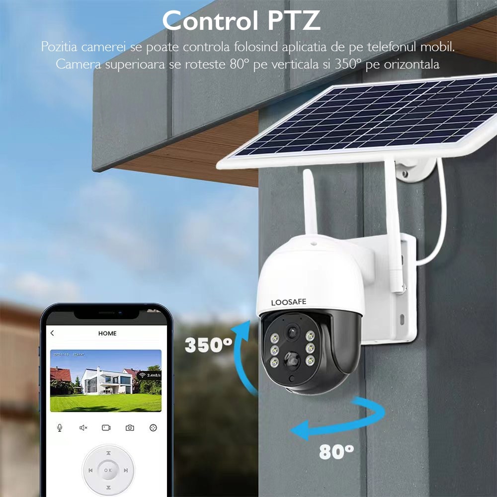 Camera de Supraveghere Solara WIFI Loosafe® WiFiGuard Ultra TQ5 Pro Plus, 8MP, Exterior ...