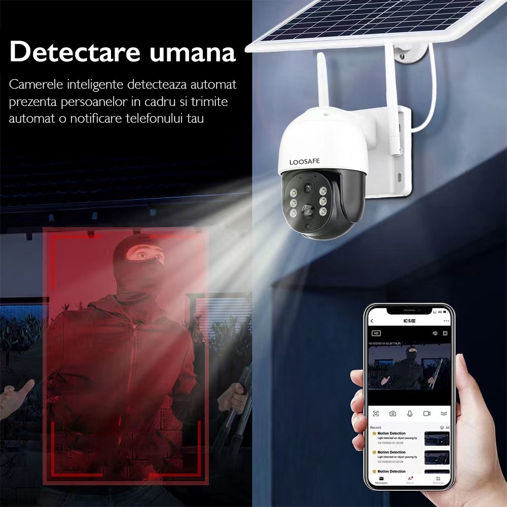 Camera de Supraveghere Solara WIFI Loosafe® WiFiGuard Ultra TQ5 Pro ...