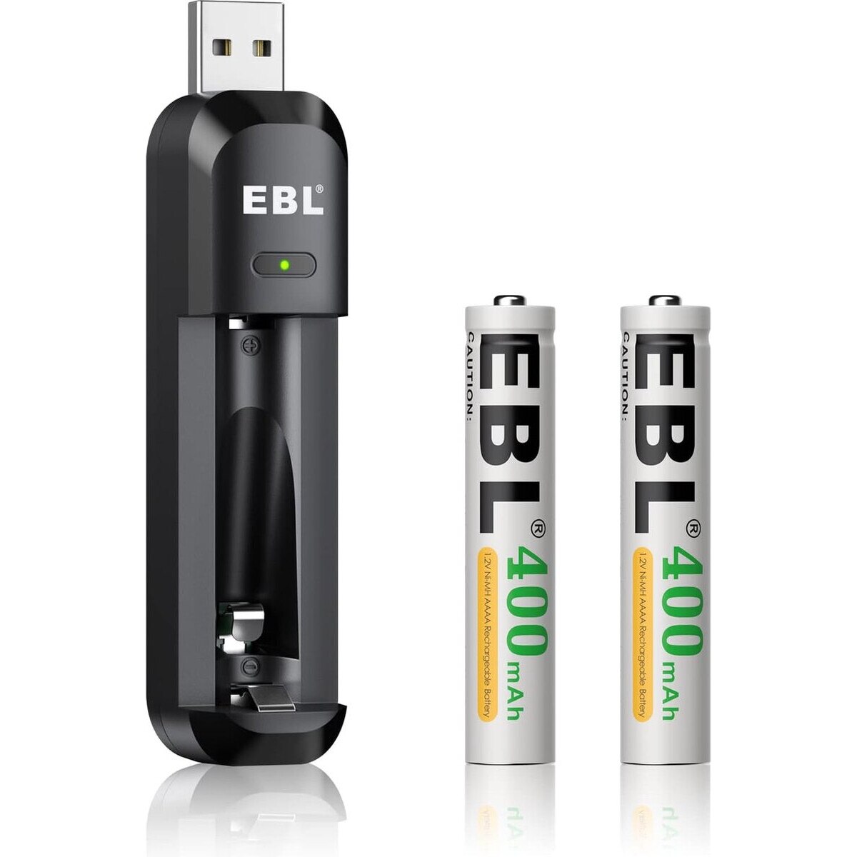 Set 2 Baterii Reincarcabile EBL AAAA, 400mAh, 1.2V, cu Incarcator - eMAG.ro