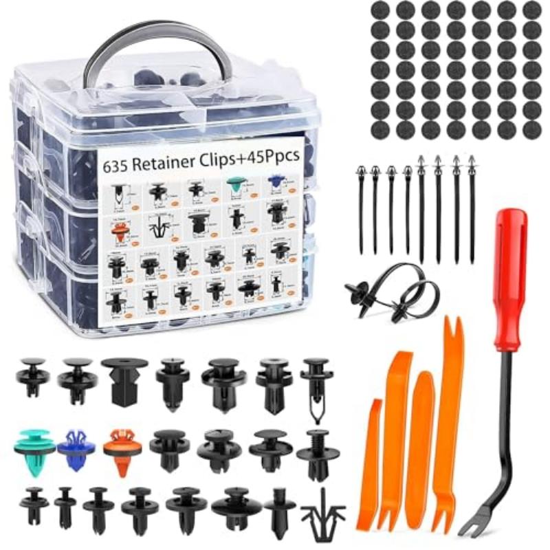 Set de Cleme de Fixare Auto, 625 buc, cu Bande de Cablu si Unelte de ...