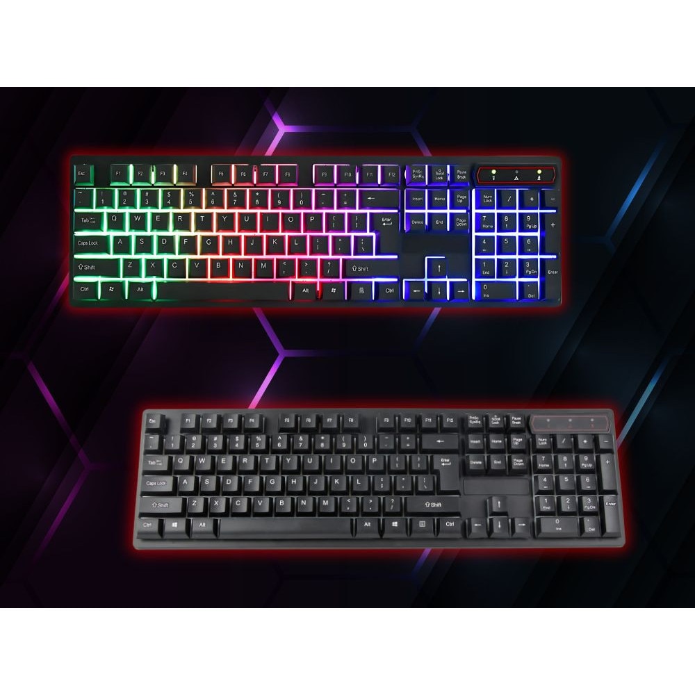 Tastatura gaming iluminata LED RGB cu membrana silentioasa, Tastatura ...