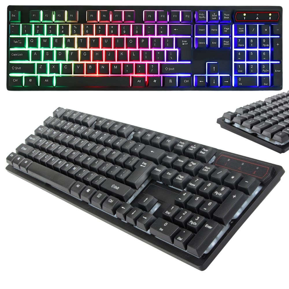 Tastatura gaming iluminata LED RGB cu membrana silentioasa, Tastatura ...