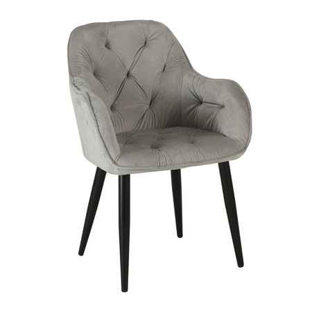 Scaun de tip fotoliu dining/living Magnus Black, cadru metalic, catifea ...
