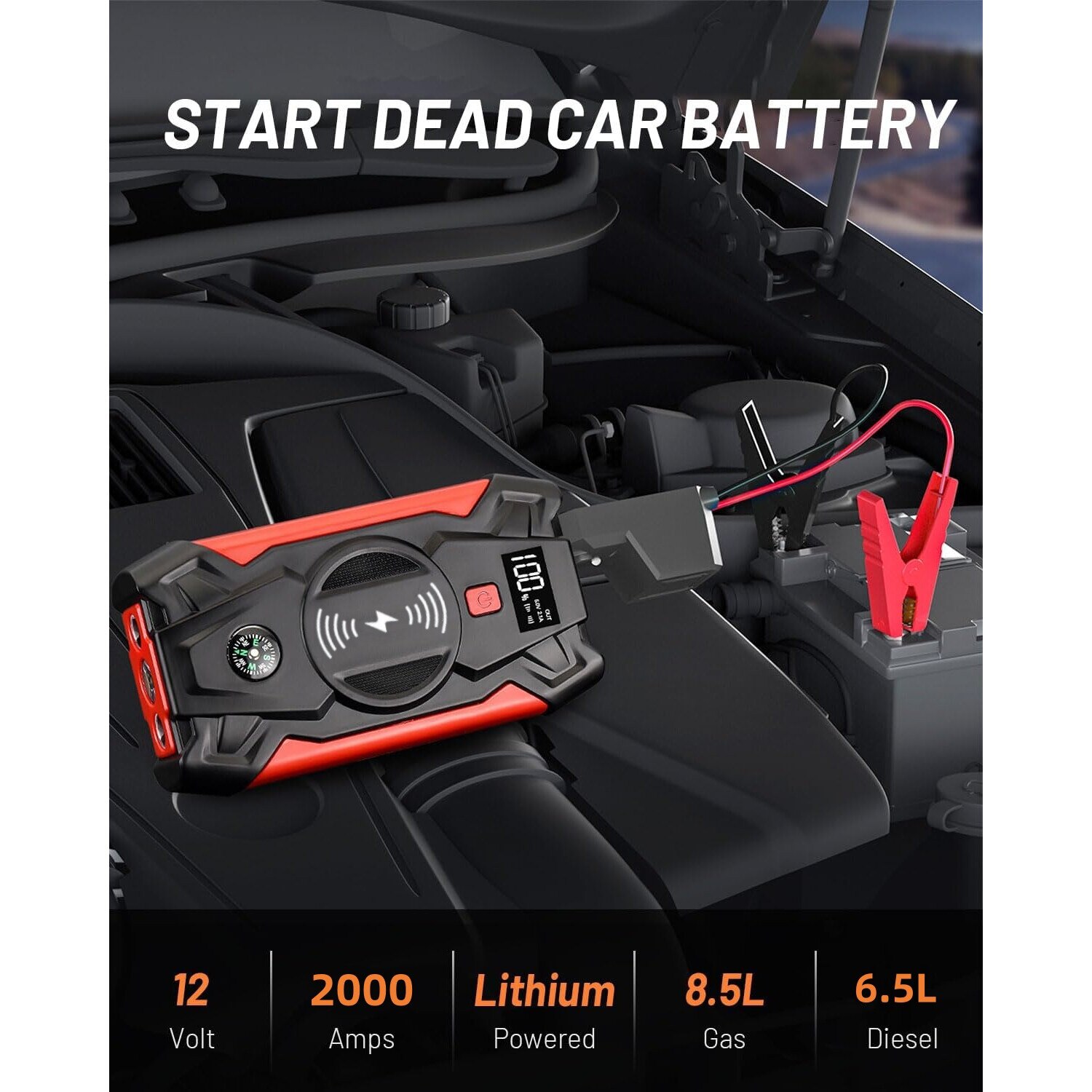 Starter auto GOSTOCK® pentru motor benzina/diese, 12V, 30000mAh, 4 ...