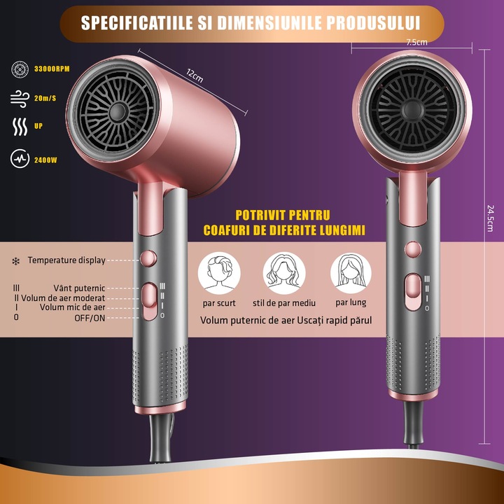 Uscator de par profesional ionic nou upgrade, pliabil si portabil ...