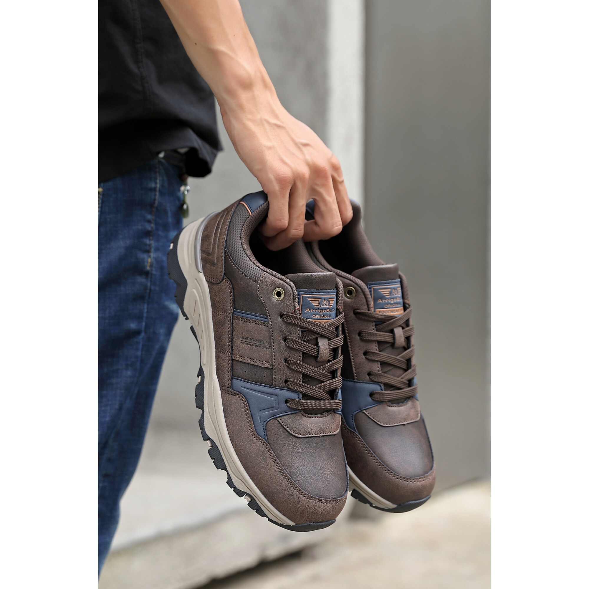 Pantofi Sport Barbati, AX BOXING, Piele ecologica, Sneaker cu drumetie ...